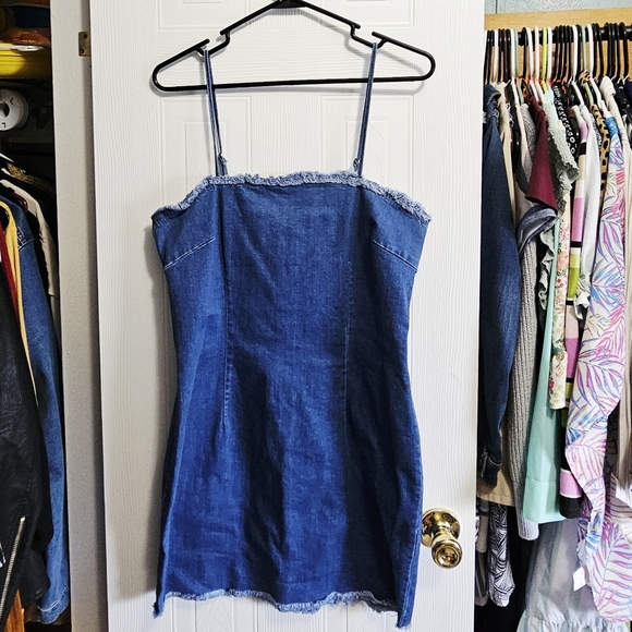 Fashion Nova | Dresses | Fashion Nova Frayed Blue Denim Top | Poshmark